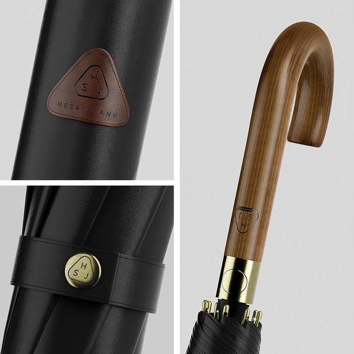 Elegant Classic Umbrella with Wooden Handle | Windproof
