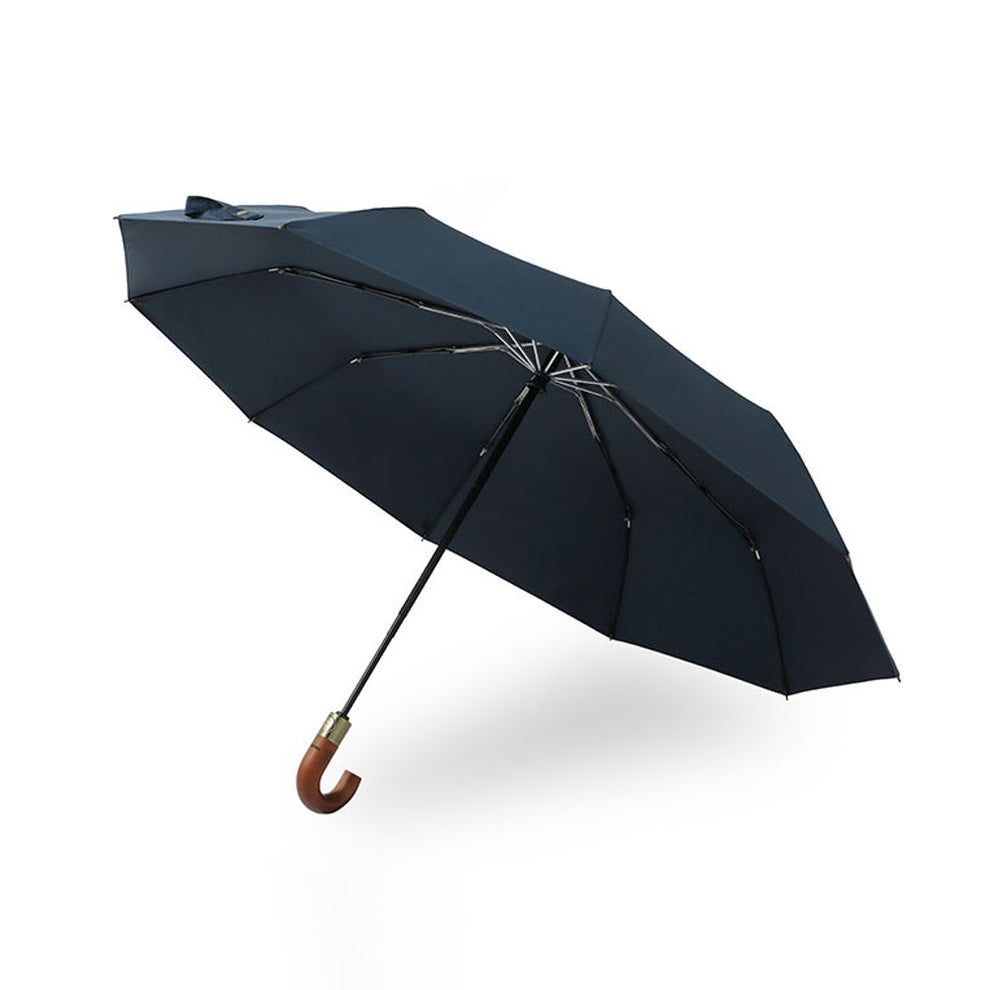 Foldable Automatic Umbrella with Elegant Wood Handle