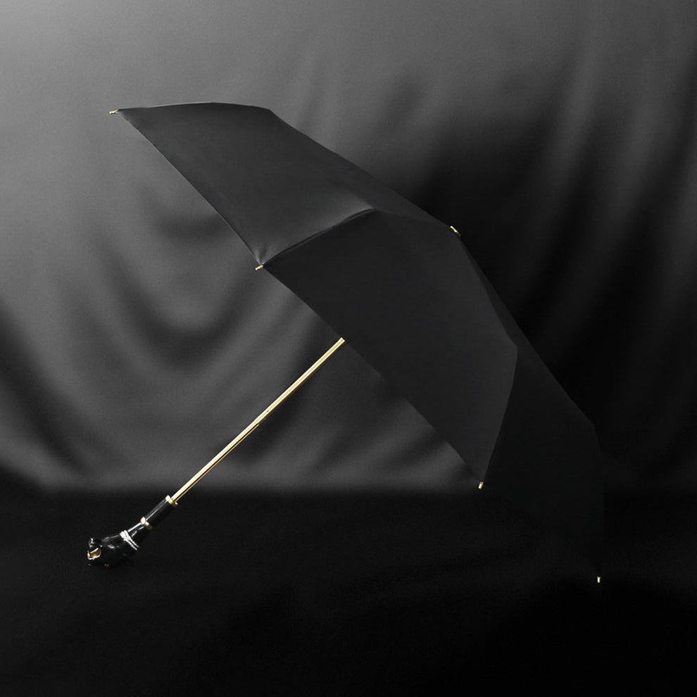 Luxury Folding Umbrella with Prestige Black Panther Handle